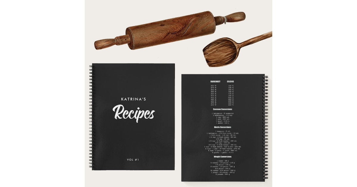 Script Measurement Conversion Chart Recipe Notebook | Zazzle