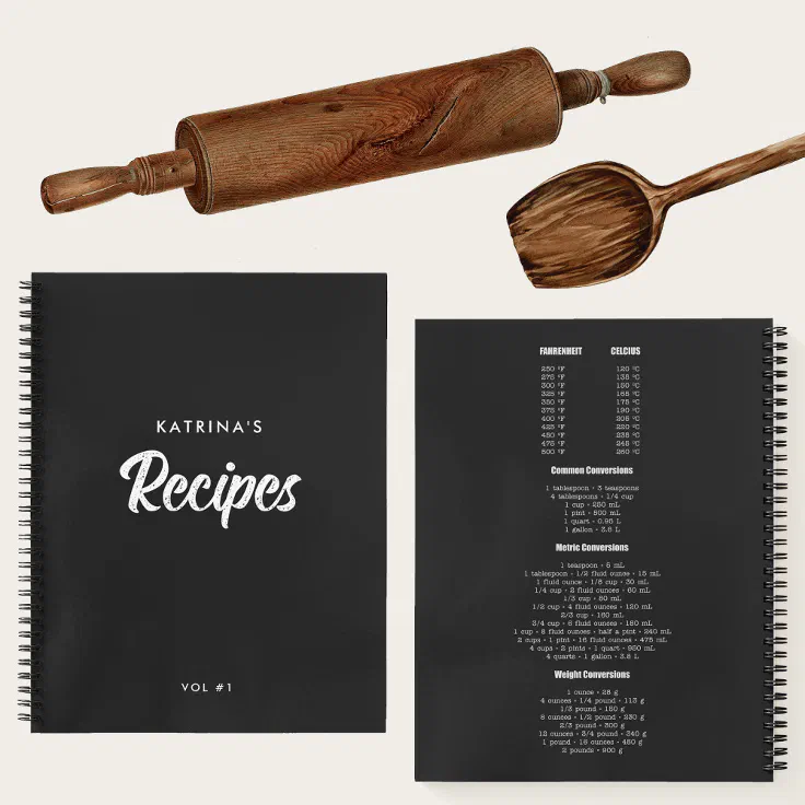 Script Measurement Conversion Chart Recipe Notebook | Zazzle