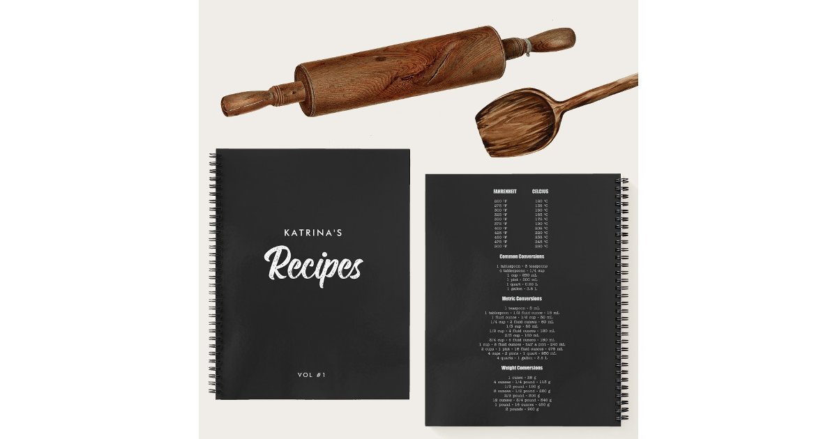 Script Measurement Conversion Chart Recipe Notebook | Zazzle