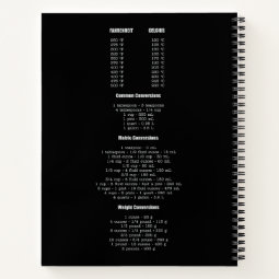Script Measurement Conversion Chart Recipe Notebook | Zazzle