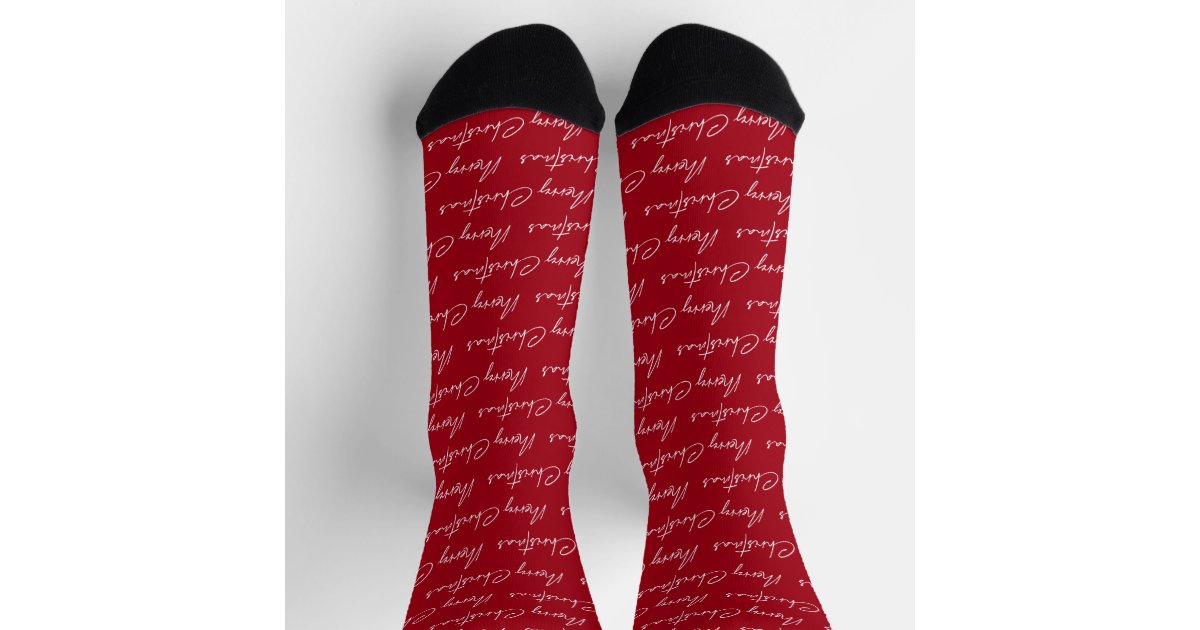 Script Merry Christmas Red Socks | Zazzle
