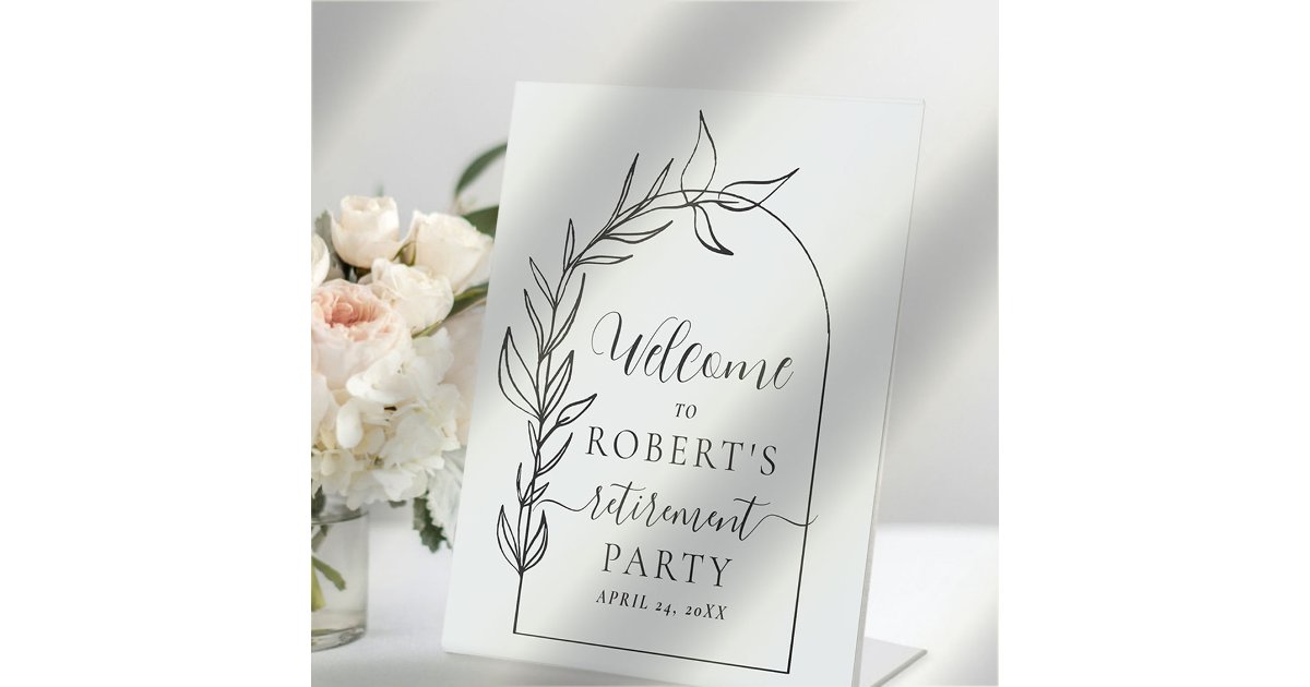 Script Minimal Retirement Party Welcome Pedestal Sign | Zazzle