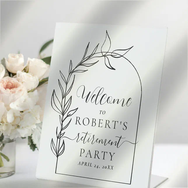 Script Minimal Retirement Party Welcome Pedestal Sign | Zazzle
