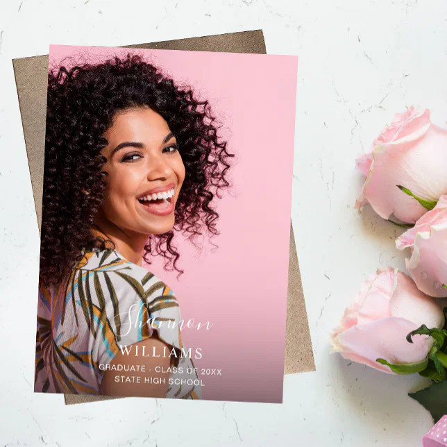 Script Mod Name Photo Graduation Party Vertical LT Invitation | Zazzle