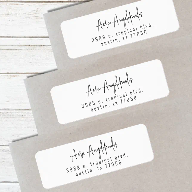 Script Modern Chic Return Address Label | Zazzle