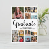 Script Modern Graduate 13 Photo Collage Graduation Announcement | Zazzle