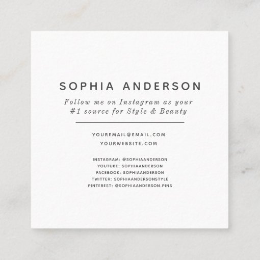 Script Modern Minimal Simple Photo Social Media Calling Card | Zazzle