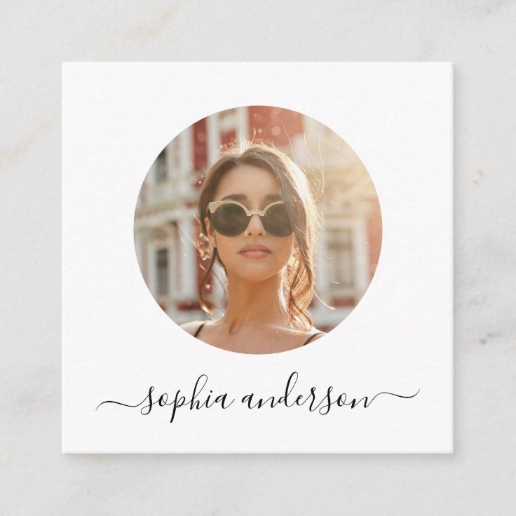 Script Modern Minimal Simple Photo Social Media Calling Card | Zazzle