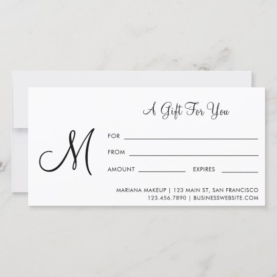 Script Monogram Business Gift Certificate | Zazzle.com