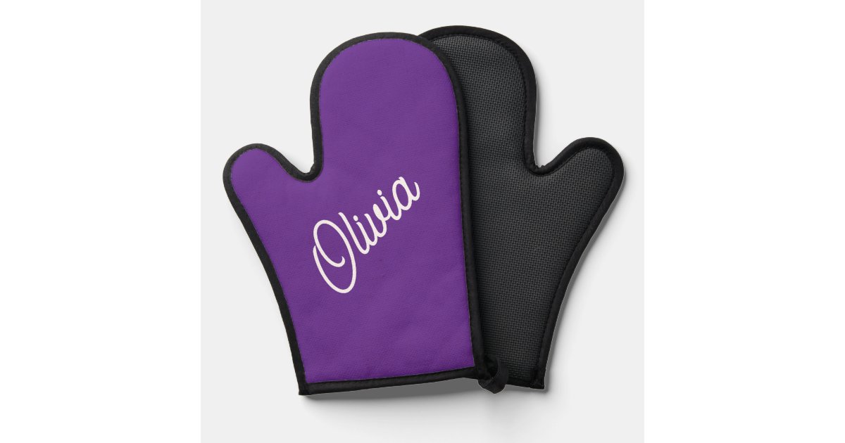 Script monogram purple oven mitt | Zazzle