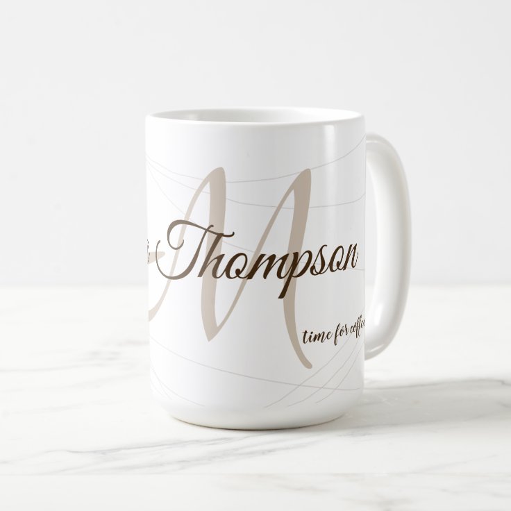 script name and initial (monogram) white 15 oz coffee mug | Zazzle