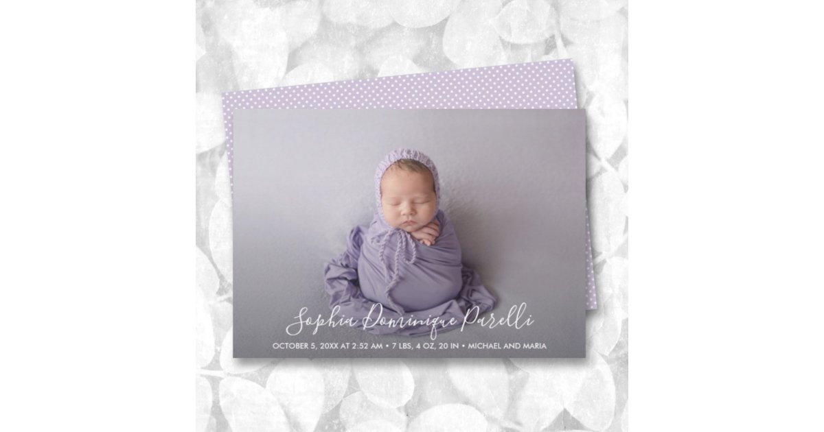 Script Name Baby Girl Photo Birth Announcements | Zazzle