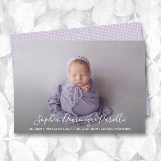 Script Name Baby Girl Photo Birth Announcements | Zazzle