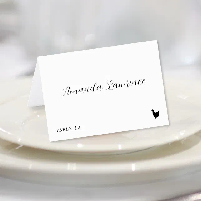 Script Name Chicken Meal Option Place Card | Zazzle