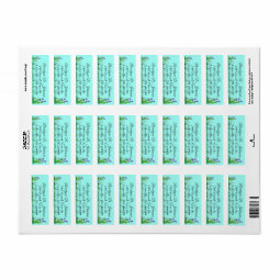 Script Name Grass & Flower Border on Turquoise Label | Zazzle