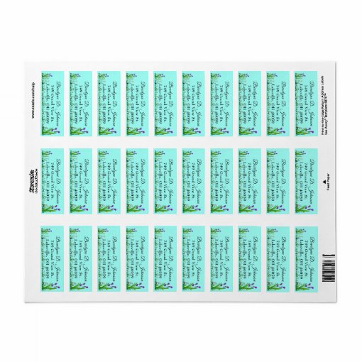 Script Name Grass & Flower Border on Turquoise Label | Zazzle