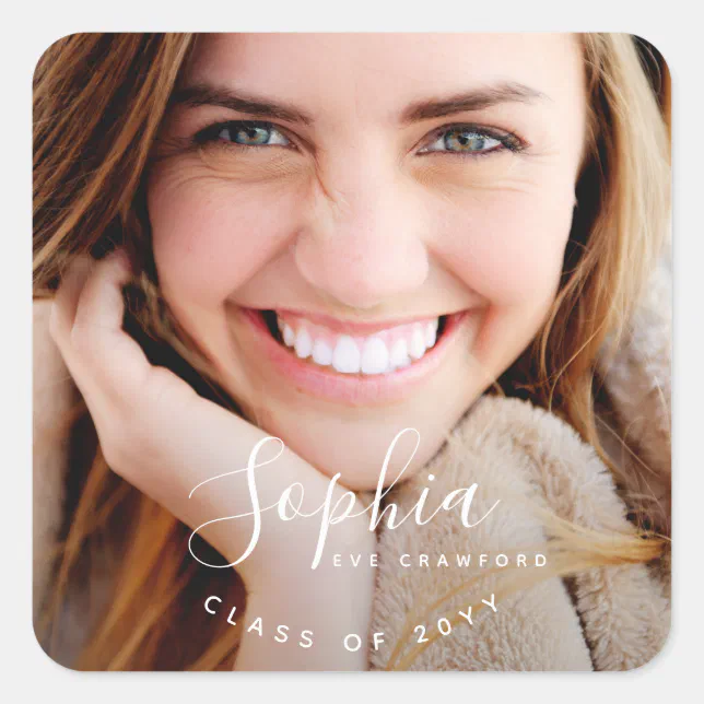 SCRIPT NAME SQUARE STICKER | Zazzle