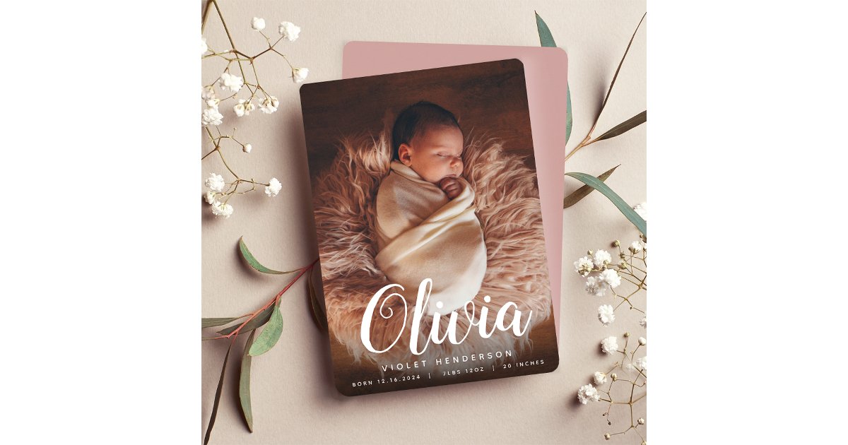 Script Name | Vertical Photo Birth Announcement | Zazzle