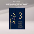 Script Navy Gold Table Number Names Seating Chart | Zazzle