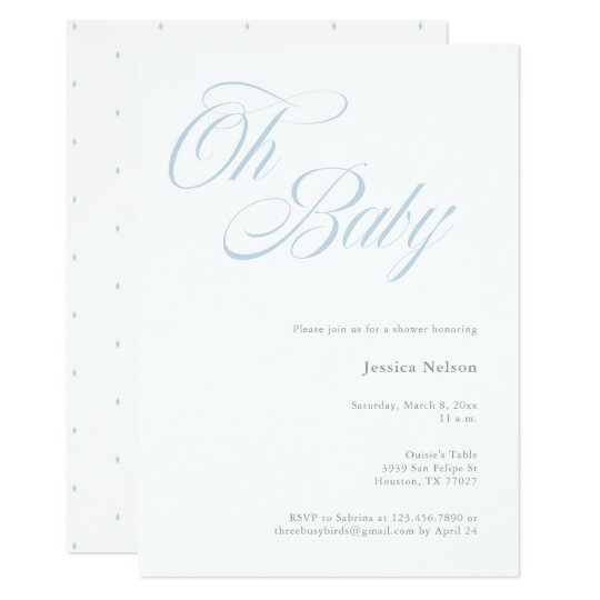 Script Oh Baby Boy Shower Invitation | Zazzle.com