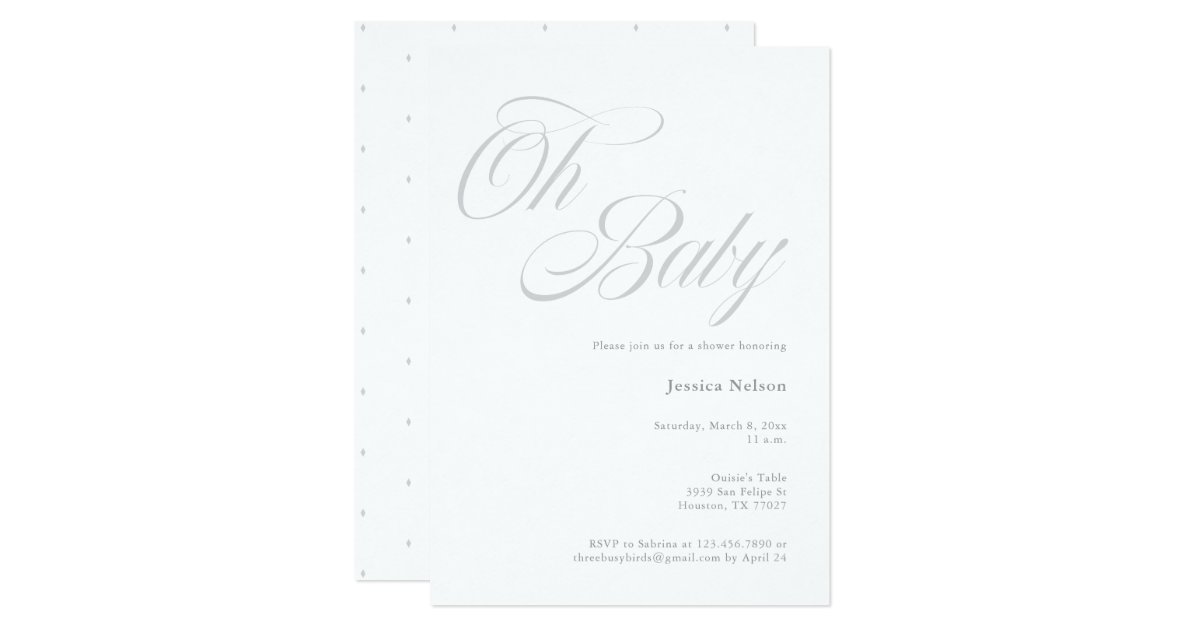 Script Oh Baby Gender Neutral Shower Invitation | Zazzle.com
