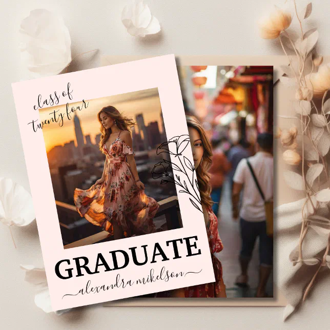 Script Overlay Photo Graduation Announcement | Zazzle