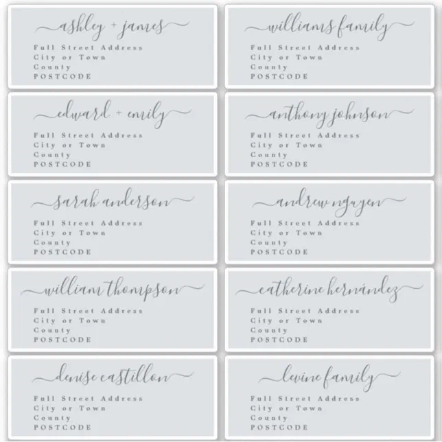 Script Pastel Blue Wedding Guest Address Labels | Zazzle