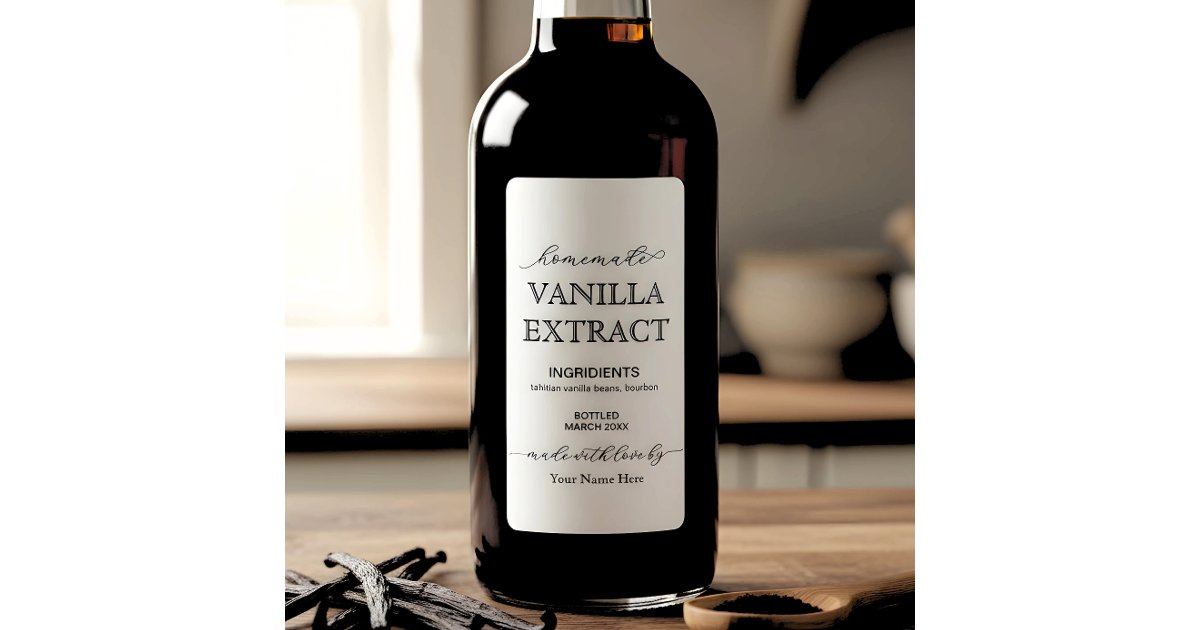 Script Personalized Homemade Vanilla Extract Label | Zazzle