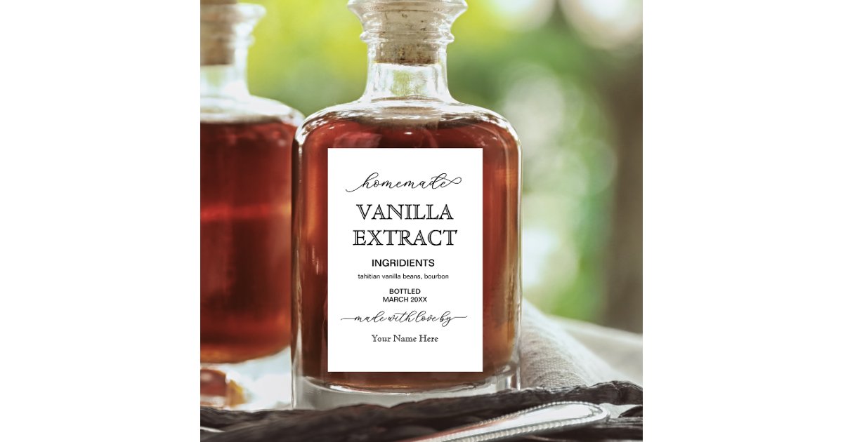 Script Personalized Homemade Vanilla Extract Label | Zazzle