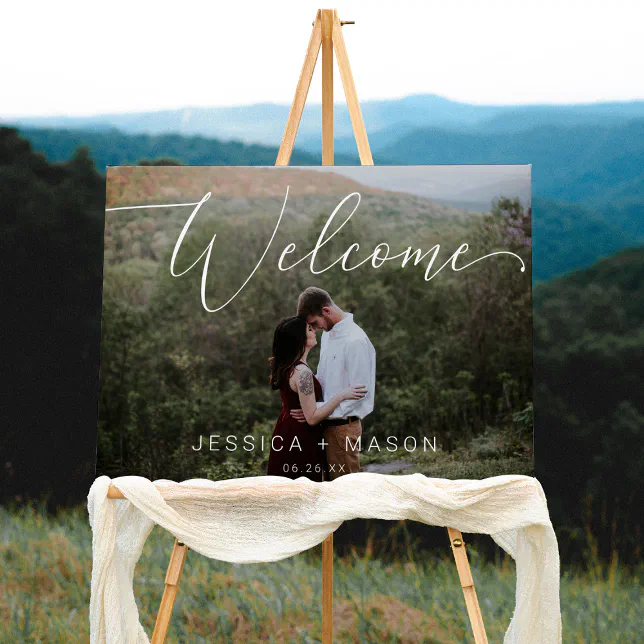 Script Photo Wedding Welcome Sign Foam Board | Zazzle