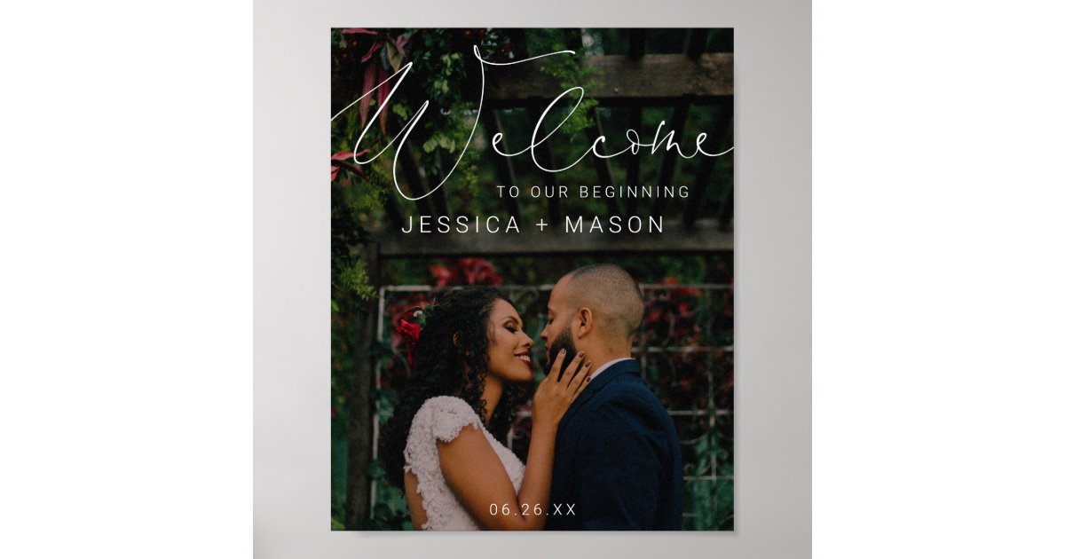 Script Photo Wedding Welcome Sign Poster | Zazzle