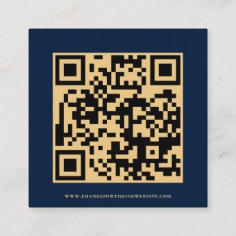 Script QR Code Wedding Gold Navy Blue RSVP Enclosure Card | Zazzle