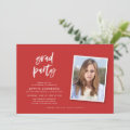 Script Red and Blue Photo Graduation Party Invitation | Zazzle