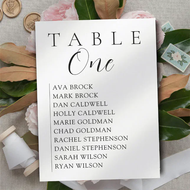 Script Serif Seating Table Chart Invitation | Zazzle
