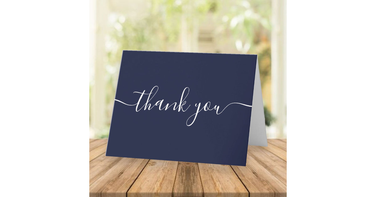 Script Simple Modern Elegant Navy Blue Thank You Card | Zazzle