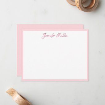 Script Simple White Pink Border Trendy Template | Zazzle