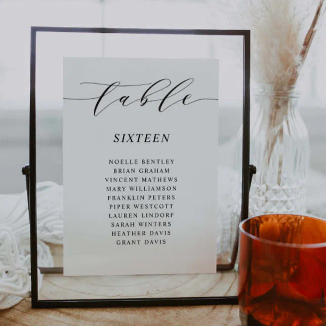 Script Table Number Wedding Reception Card S105 | Zazzle