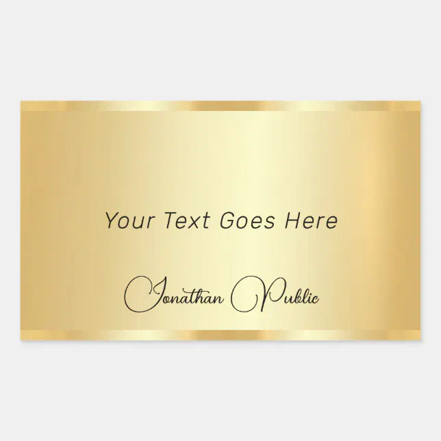 Script Template Typography Elegant Gold Look Rectangular Sticker | Zazzle