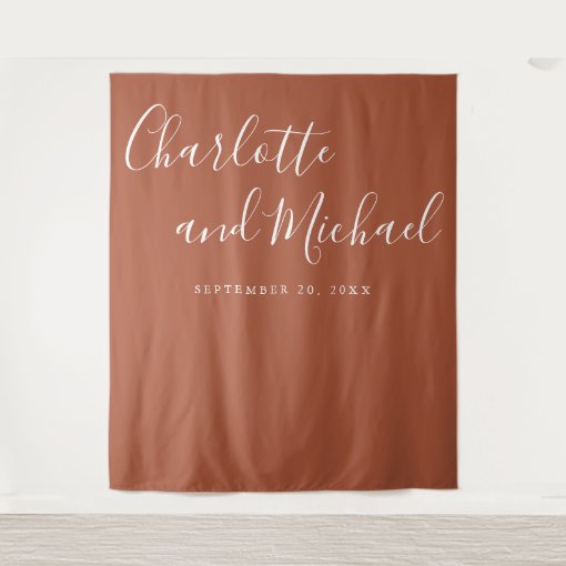 Script Terracotta Wedding Photo Booth Backdrop | Zazzle