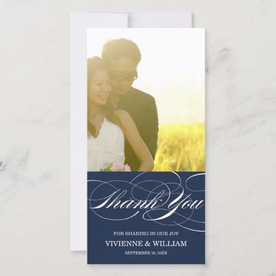 SCRIPT THANKS | WEDDING THANK YOU PHOTO CARD | Zazzle.com