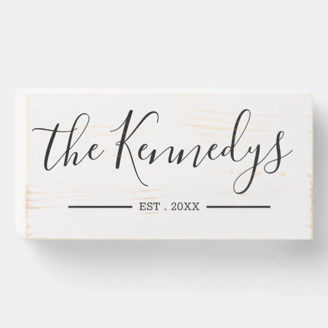 Script Typography Family Name Wooden Box Sign | Zazzle