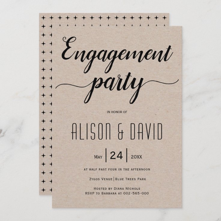 Script typography rustic wedding engagement party invitation | Zazzle