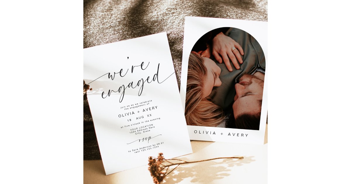 Script Typography We're Engaged Party Invitation | Zazzle