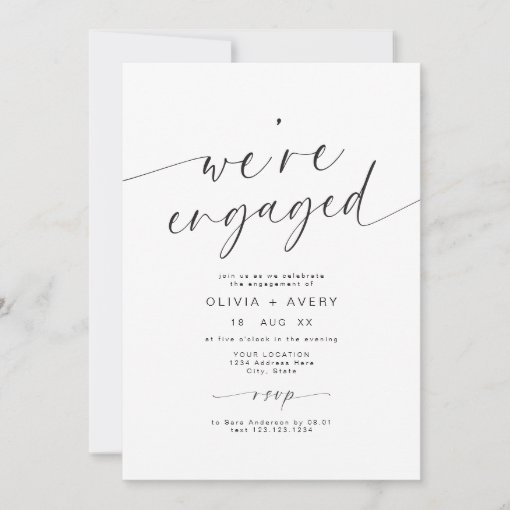 Script Typography We're Engaged Party Invitation | Zazzle