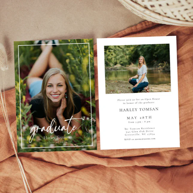 Script Vertical Photo Graduation Invitation | Zazzle