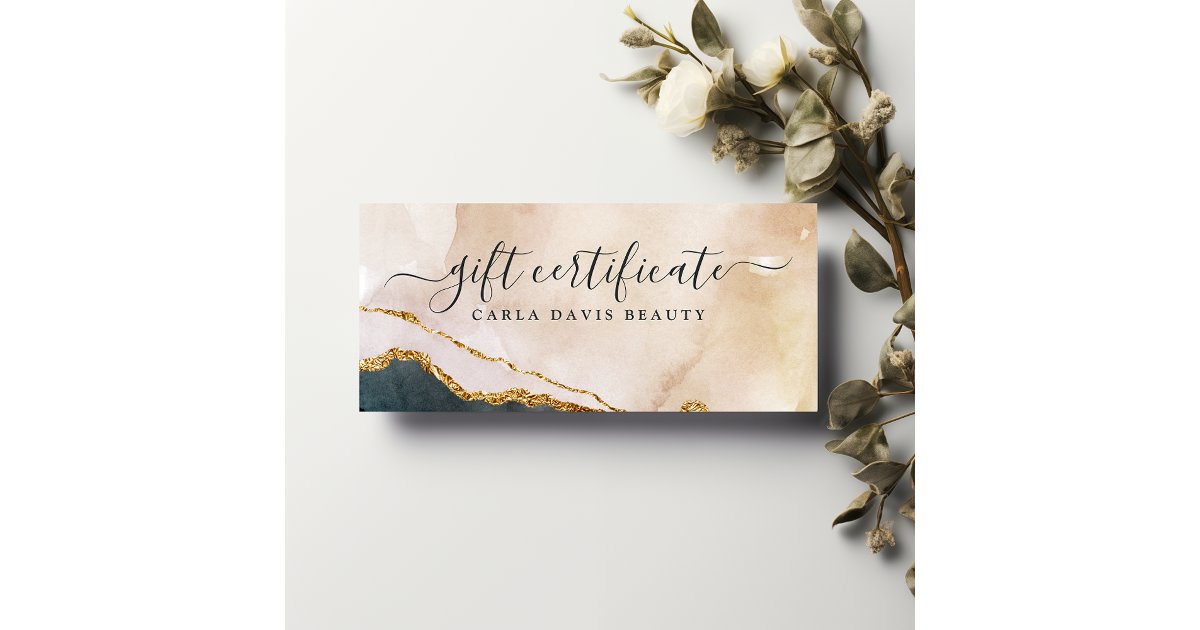 Script Watercolor Pink Black Gift Certificate | Zazzle