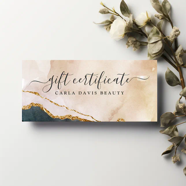Script Watercolor Pink Black Gift Certificate | Zazzle