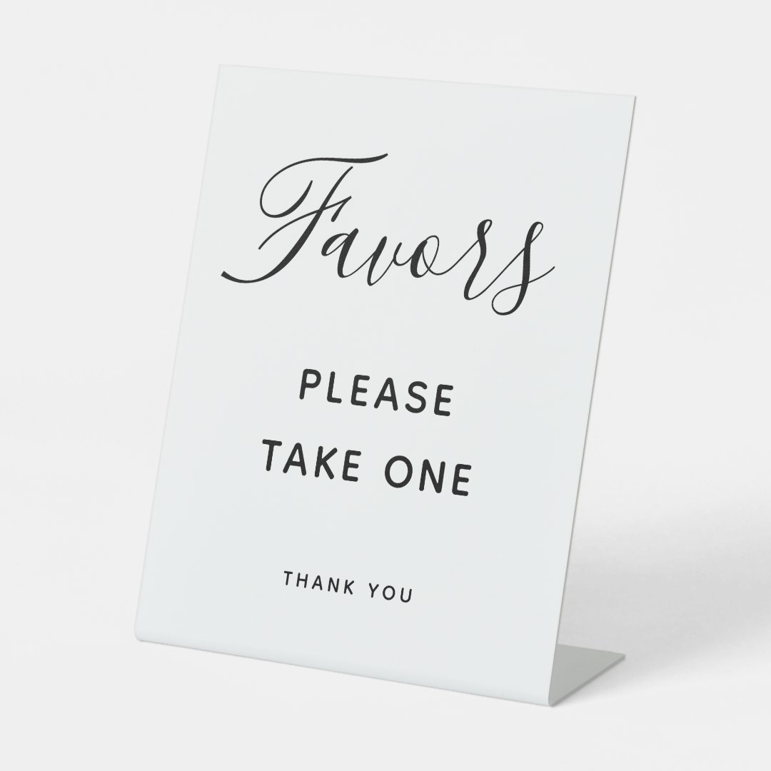 Script Wedding Favors Please Take One Table Pedestal Sign | Zazzle