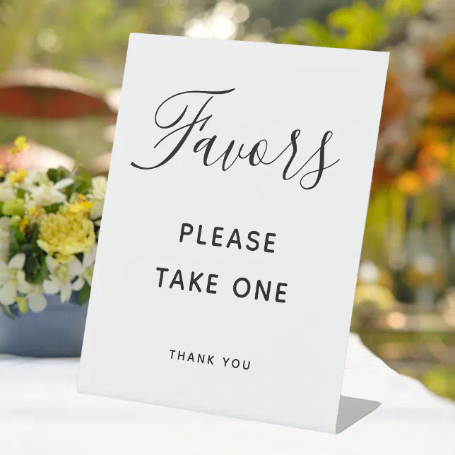Script Wedding Favors Please Take One Table Pedestal Sign | Zazzle