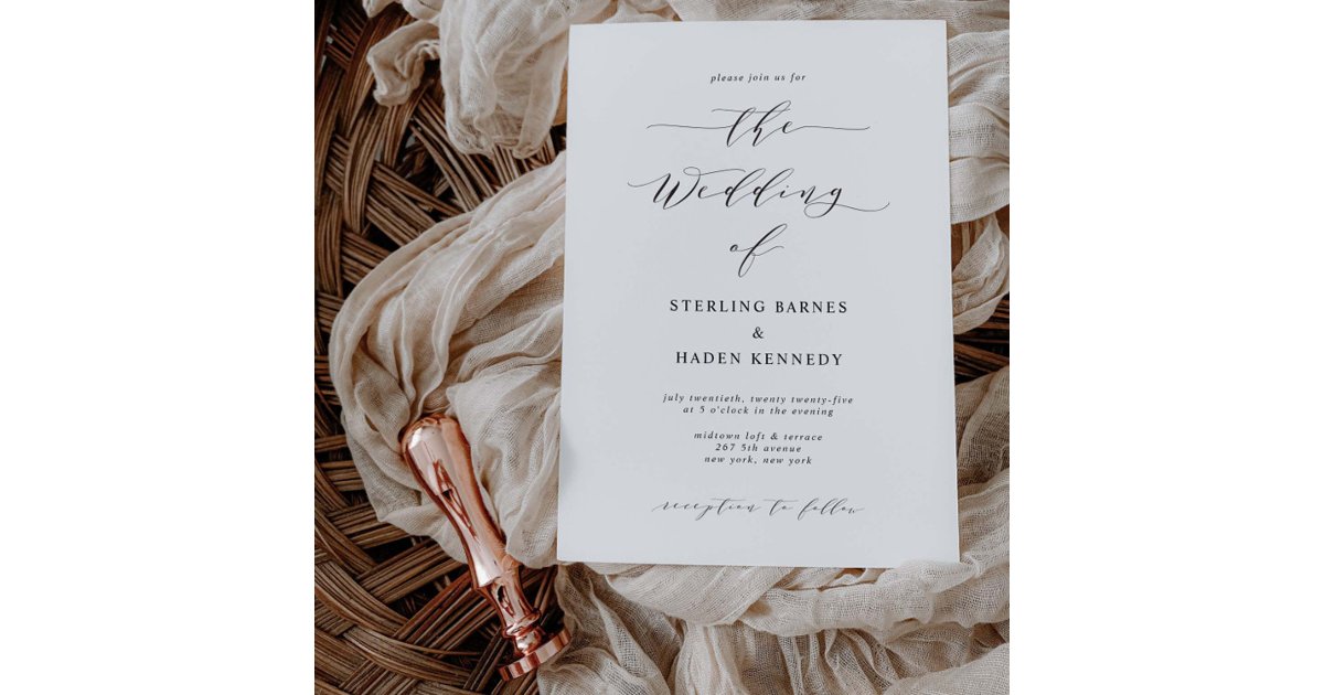 Script Wedding Invitation Minimal Invite Card S105 | Zazzle